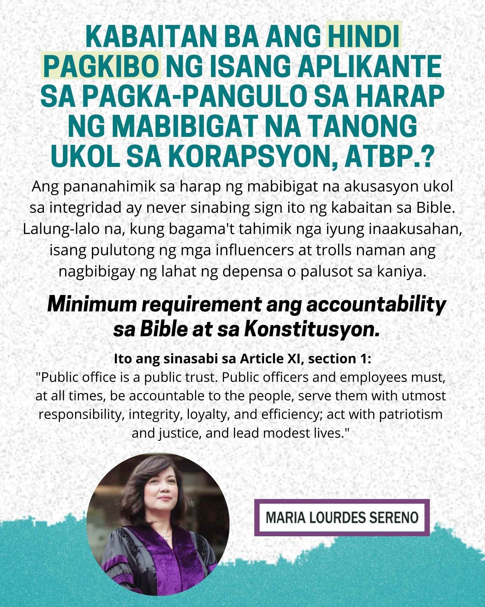 KABAITAN BA ANG HINDI PAGKIBO NG ISANG APLIKANTE SA PAGKA-PANGULO SA ...