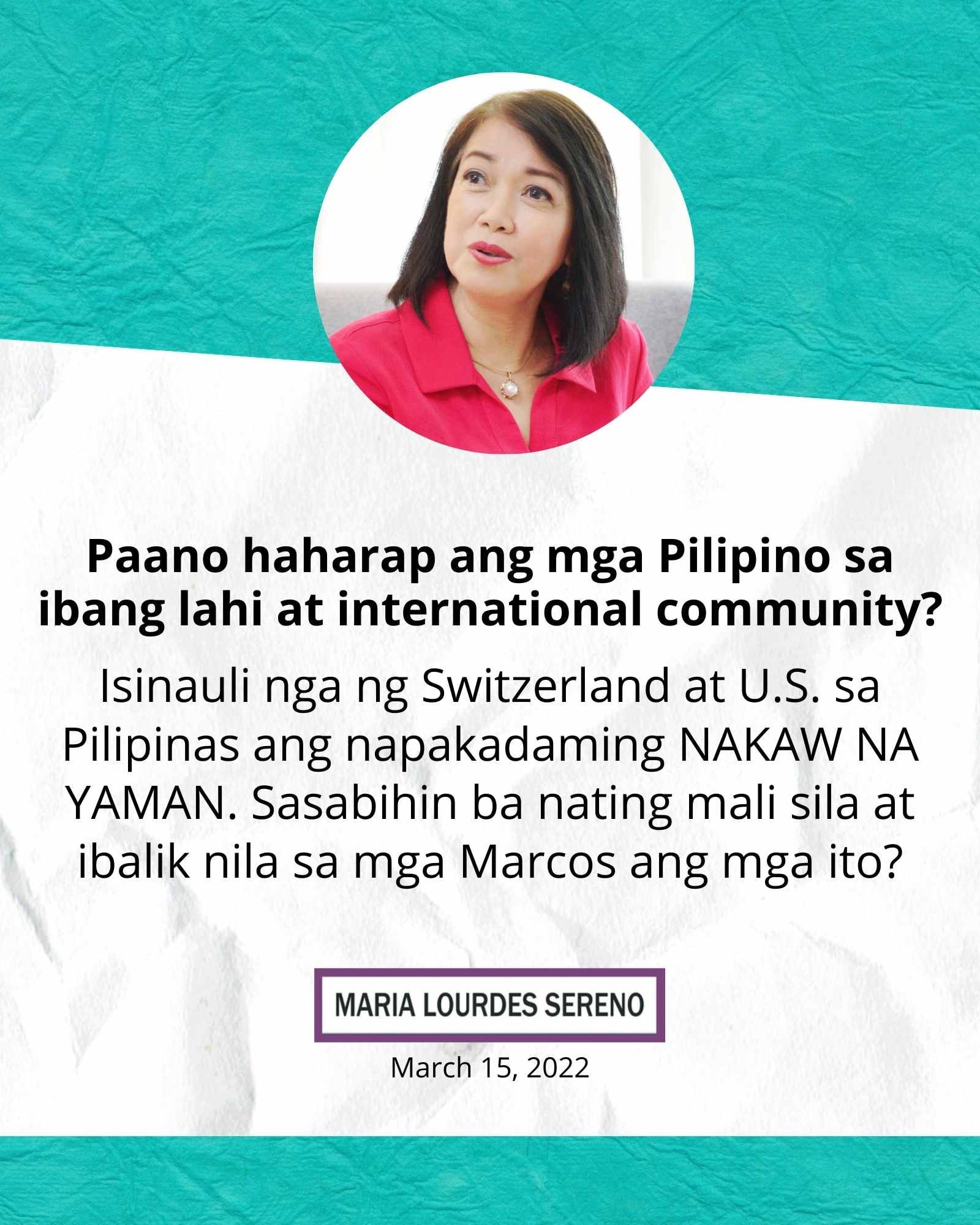 Paano haharap ang mga Pilipino sa ibang lahi at international community ...